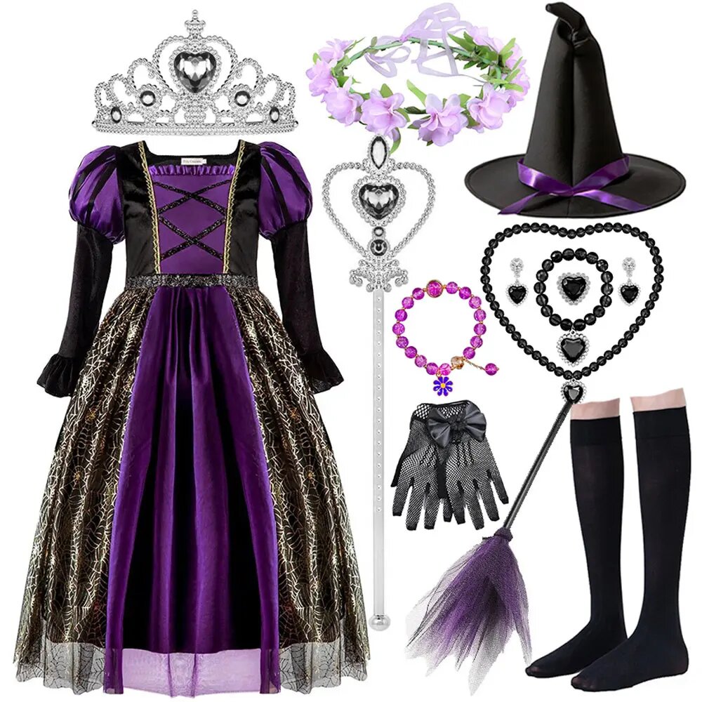Disney Классическое фиолетовое платье ведьмы для девочки 3T(TAG 110), Witch Set 6