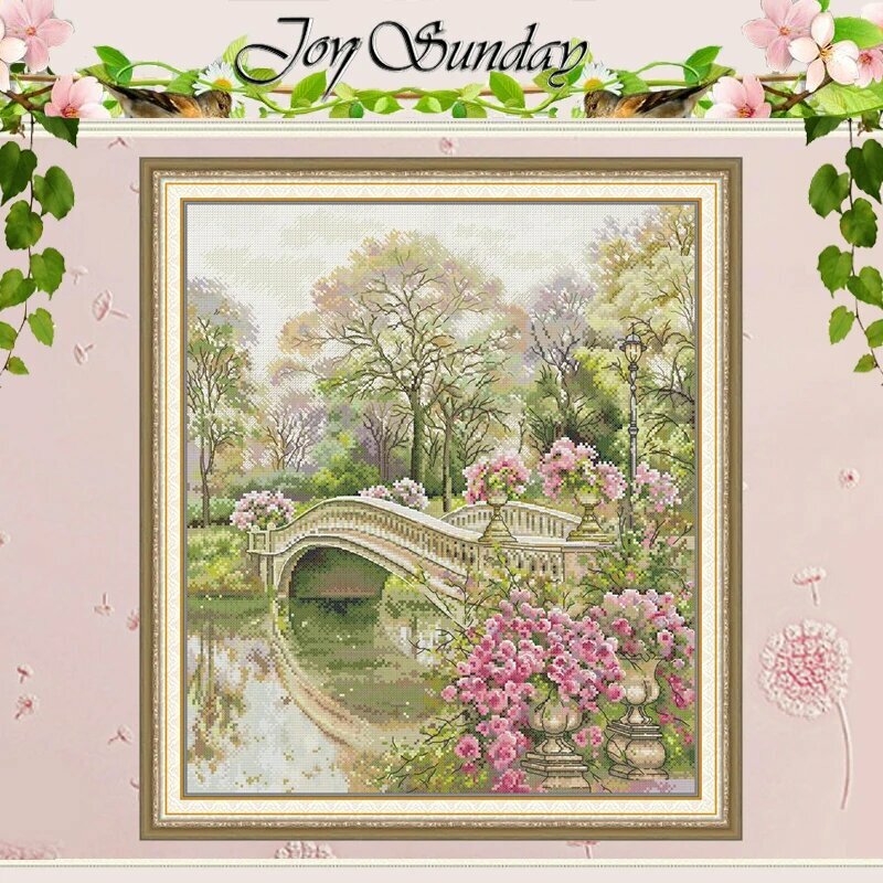 Набор для вышивки крестом Joy Sunday Цветочный мост, 16CT blank canvas