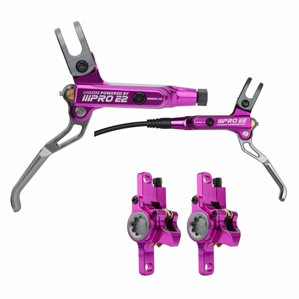 IIIPRO E2, дисковый тормоз для горного велосипеда, гидравлический двухпоршневой, интегрированный передний тормоз с ЧПУ и задний раздельный, фиолетовый
