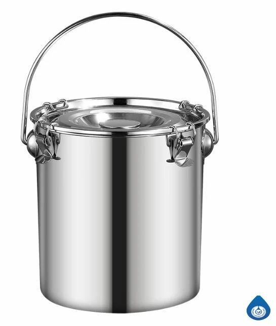 Ведро контейнер с зажимами (клипсами) нержавеющая сталь, с крышкой, герметичное ведро. 11,5 литров-HDW-CJ0922