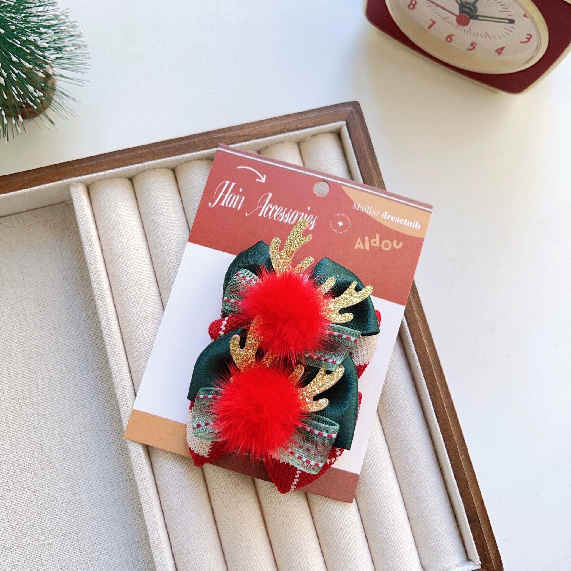 Рождественские аксессуары для волос: заколка-бантик, заколка-колокольчик, заколка с Санта-Клаусом и снеговиком, заколка