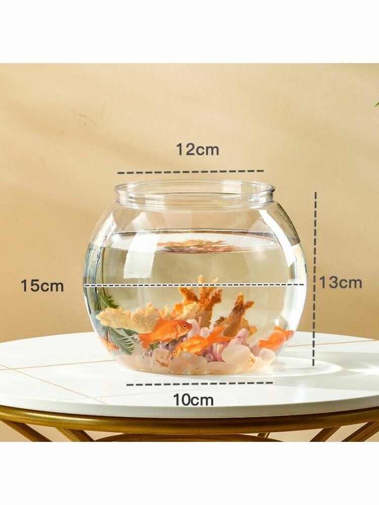 Прозрачный пластиковый аквариум для рыб и черепах настольный мини аквариум для дома и офиса с растениями