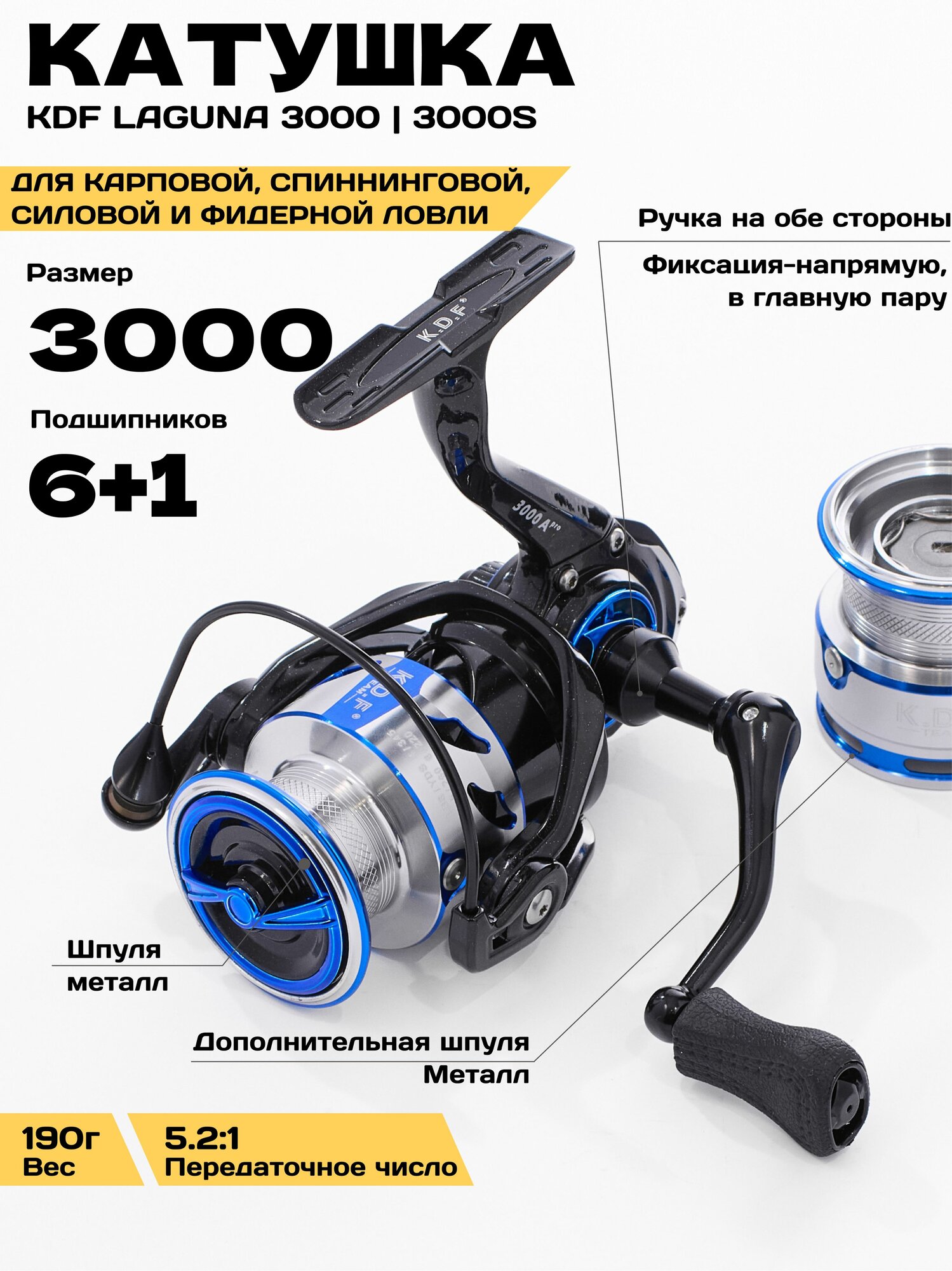 Катушка спиннинговая KDF Laguna 3000/3000S