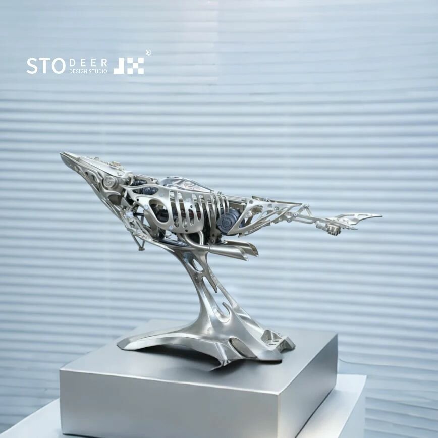 Stodeer -SD-03 Механическая металлическая модель Горбатого кита Премиальная стимпанковская 3D-модель для коллекционирования, декора и подарков