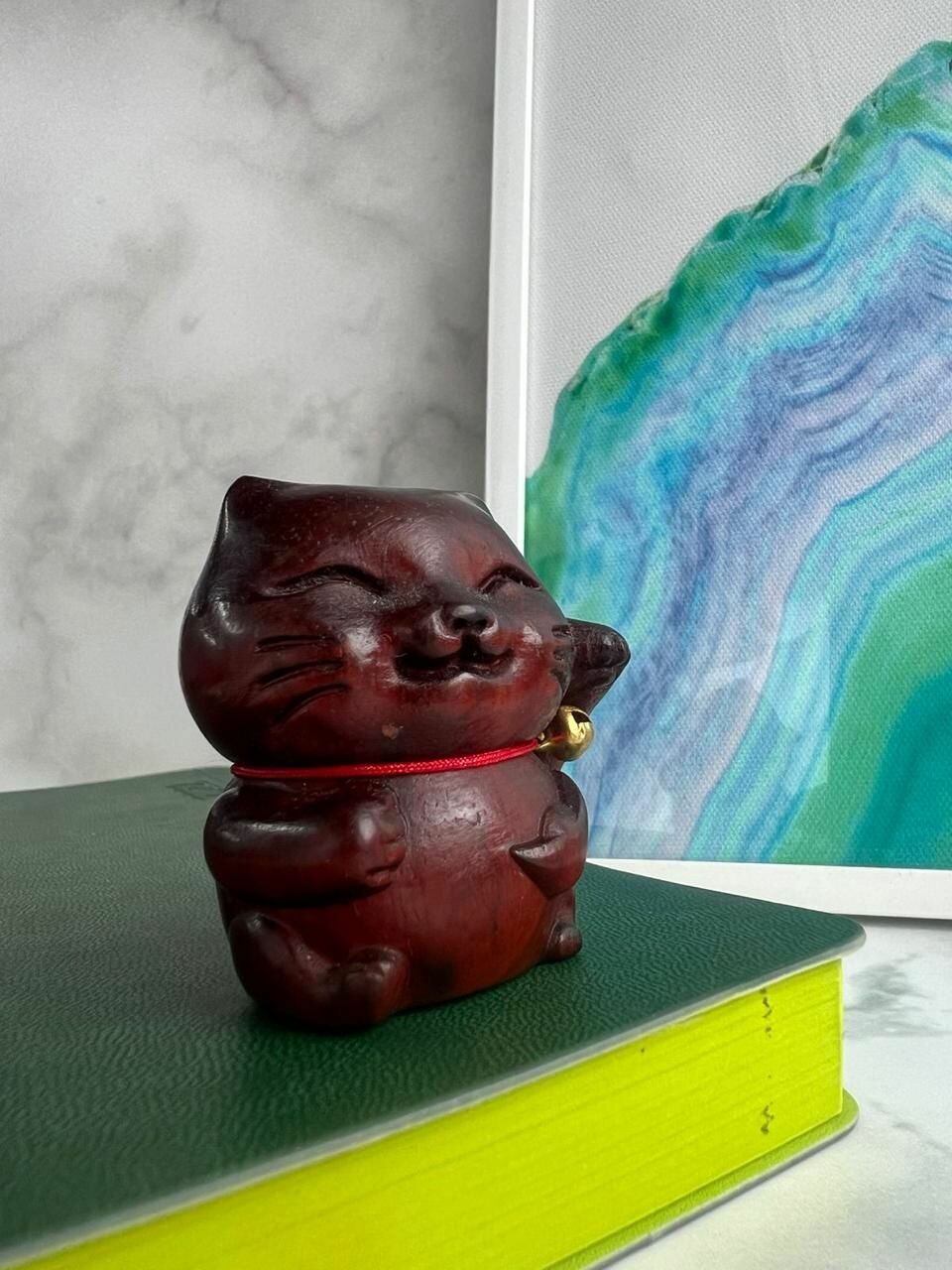 Фигурка Котик манеки-неко из сандалового дерева