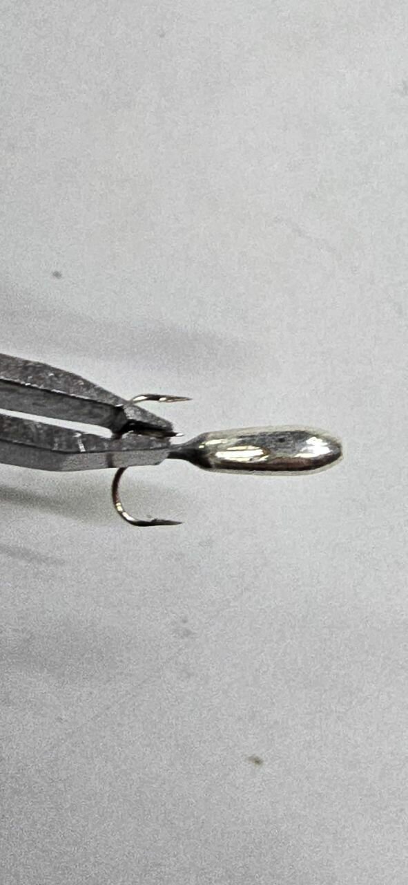 Мормышка "Чёртик", вольфрам, 3 мм, тройной крючок, цвет серебристый, 10 шт