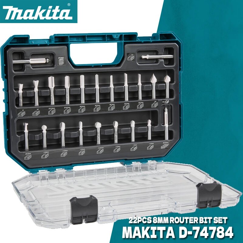 MAKITA D-74784 Набор фрез с прорезями, 22 шт, 8 мм, наборы фрез для обработки канавок, аксессуары для электроинструментов