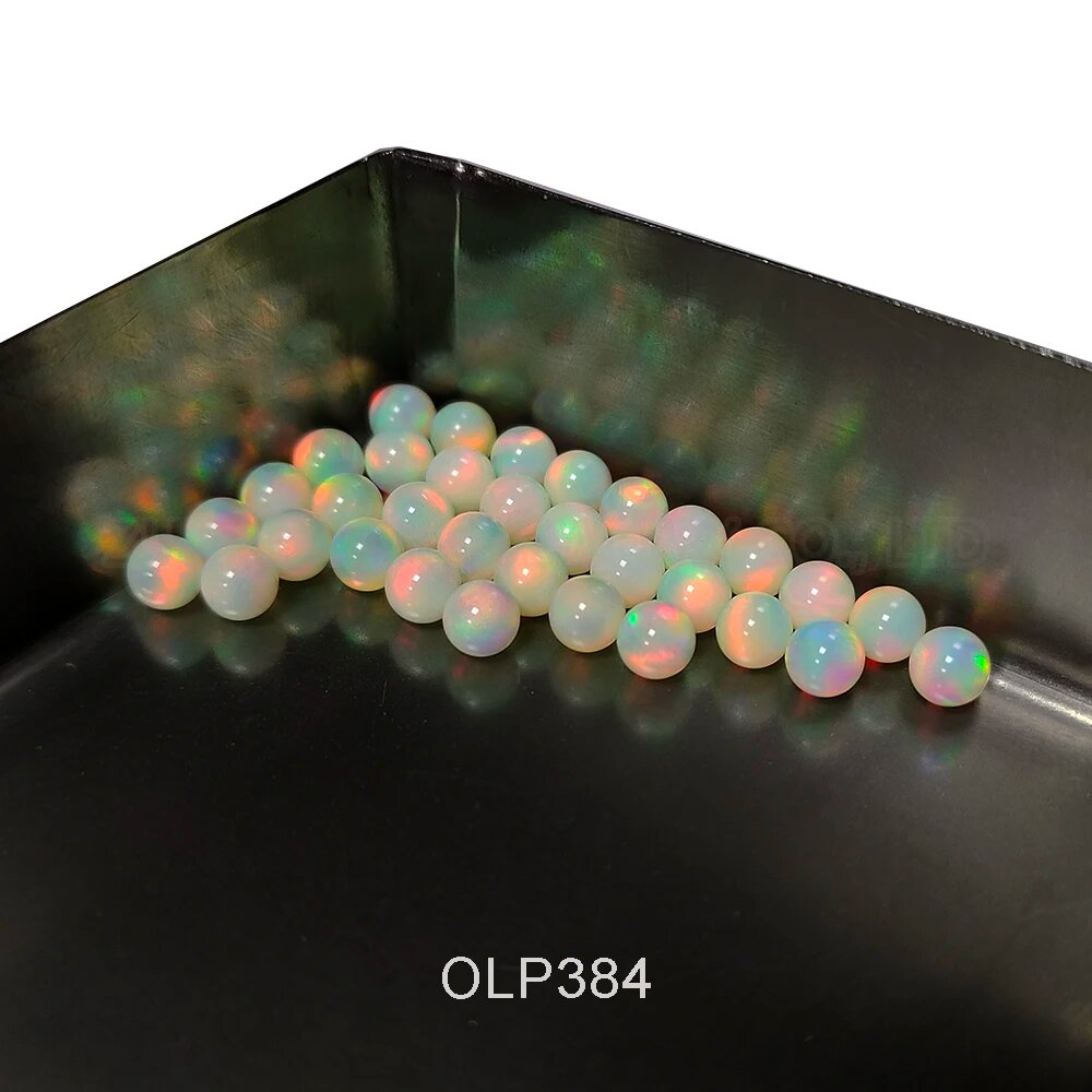 Синтетические опаловые бусины OLP377-390 светлого розового цвета 4mm--50 pieces, OLP384--half hole