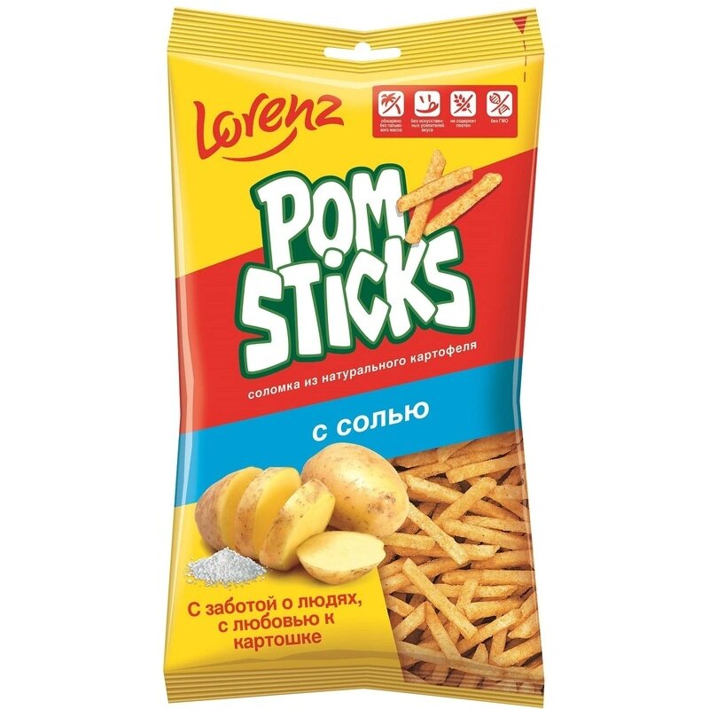 Снеки Картофельная соломка Pomstiks с солью, 100 г