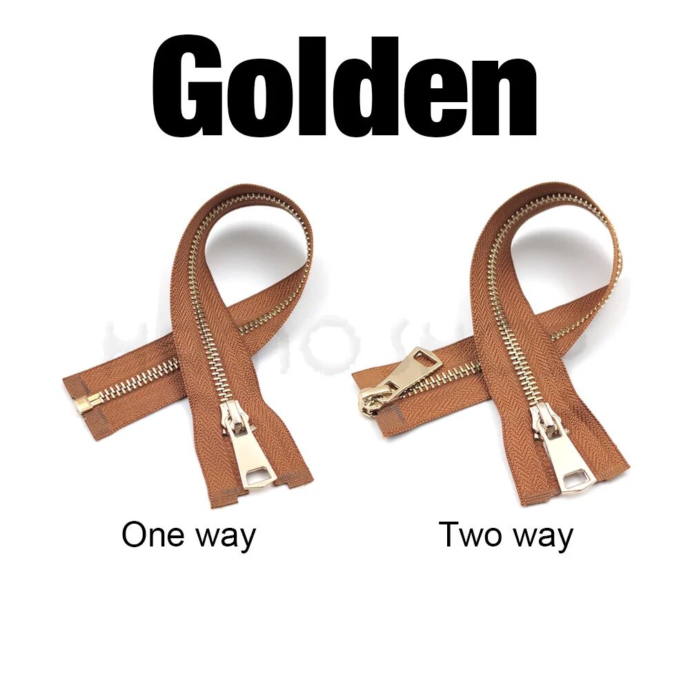 Металлическая двухсторонняя молния Hamoshop коричневая 10-80 см Two Ways, Golden Zipper, 50cm