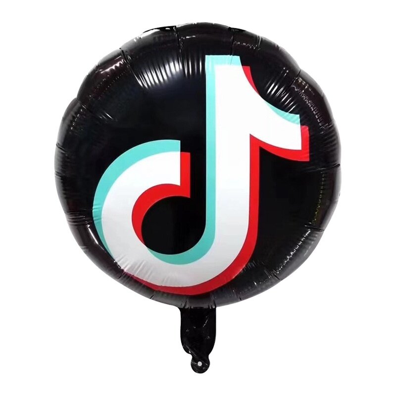 Balon-foil tik tok logo универсальный для дней рождения и тематических мероприятий черный круглый 45см 18дюймов
