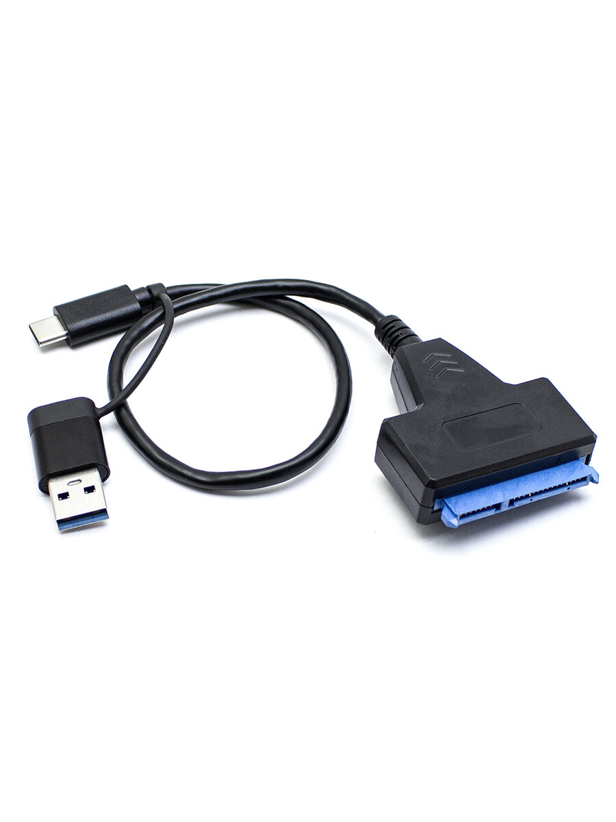Кабель переходник USB-3.0/USB-C - SATA lll для HDD 2,5", HDD 3,5" и SSD с разъемом под 12В блок питания