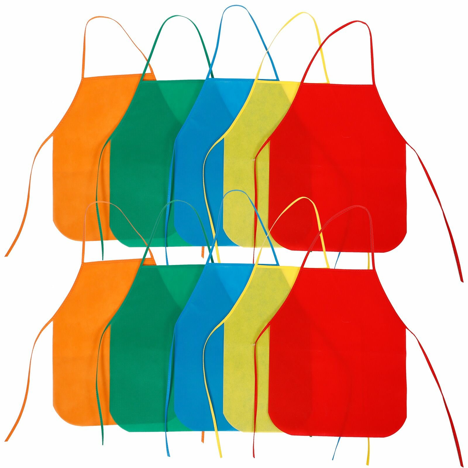 Детские нетканые фартуки, одноразовые и легко надеваемые, защита от загрязнений для рисования и кулинарии, яркие цвета, набор 10 штук