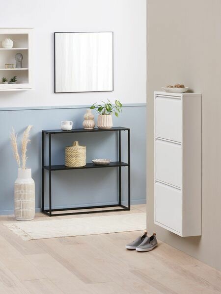 Консольный стол с 2 полками Jysk VIRUM , цвет черный, Ш80 х В81 х Г26 см.