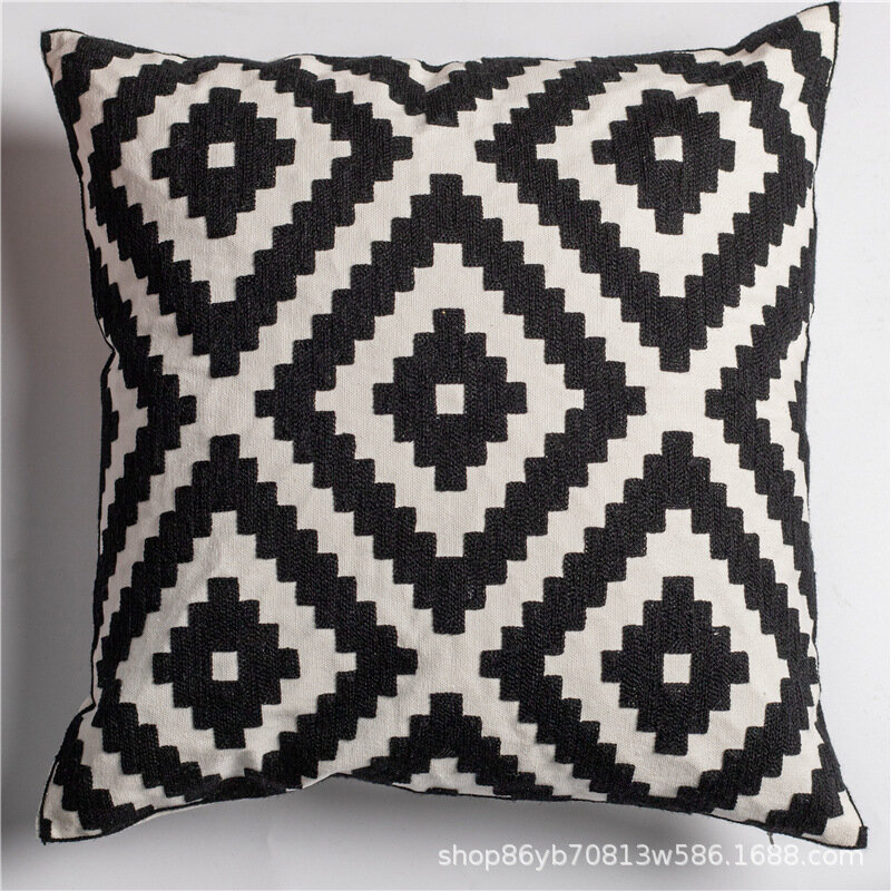 Чехол для подушки в скандинавском стиле с геометрической вышивкой цветов, для дивана, гостиной, из чистого хлопка, простой, для стула, прикроватный, желтый, для окна