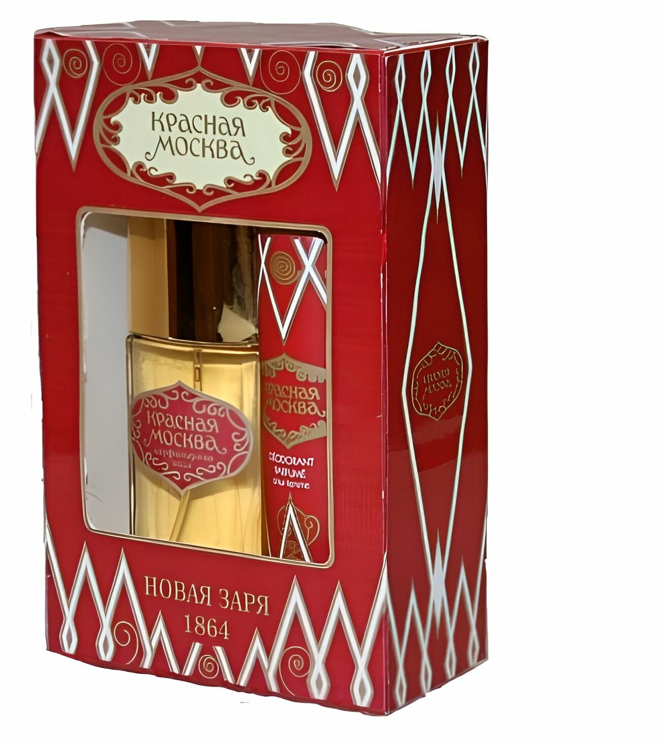 Новая Заря Подарочный набор Красная Москва парфюмерная вода 50 мл, дезодорант 75 мл) в футляре