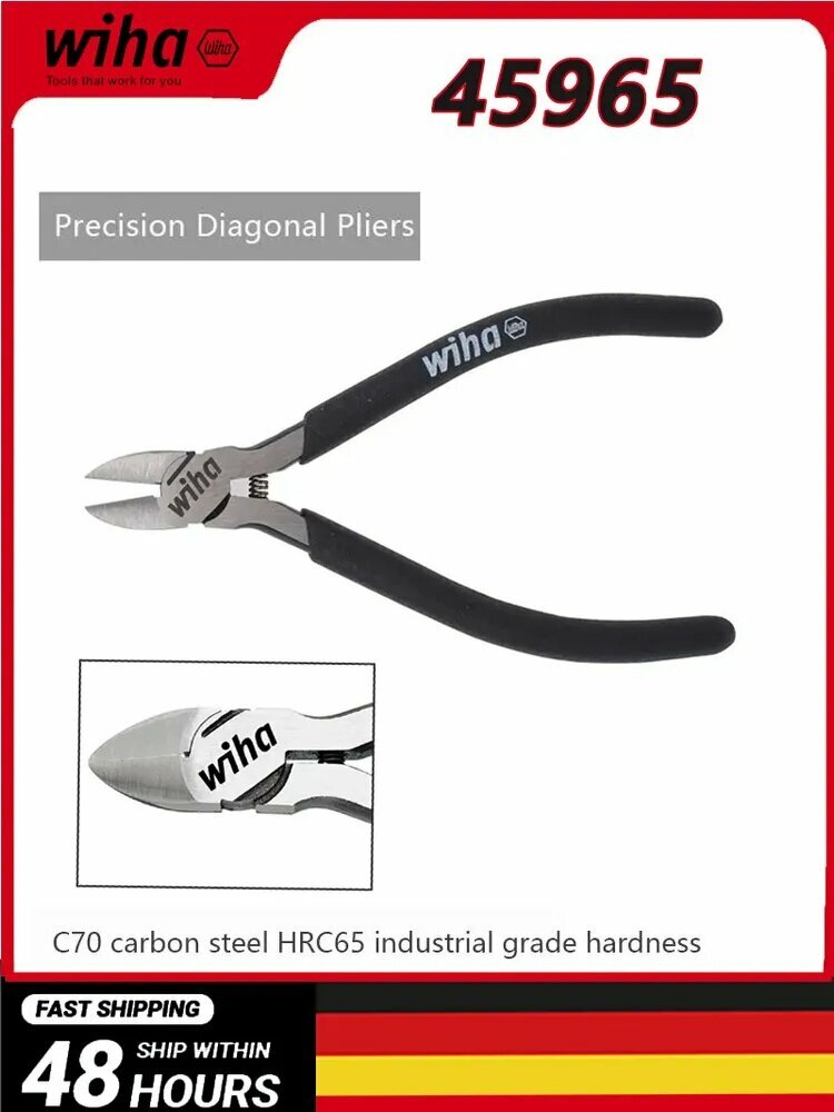 Прецизионные диагональные кусачки Wiha, 125 мм, подходят для установки и обслуживания электронного оборудования.