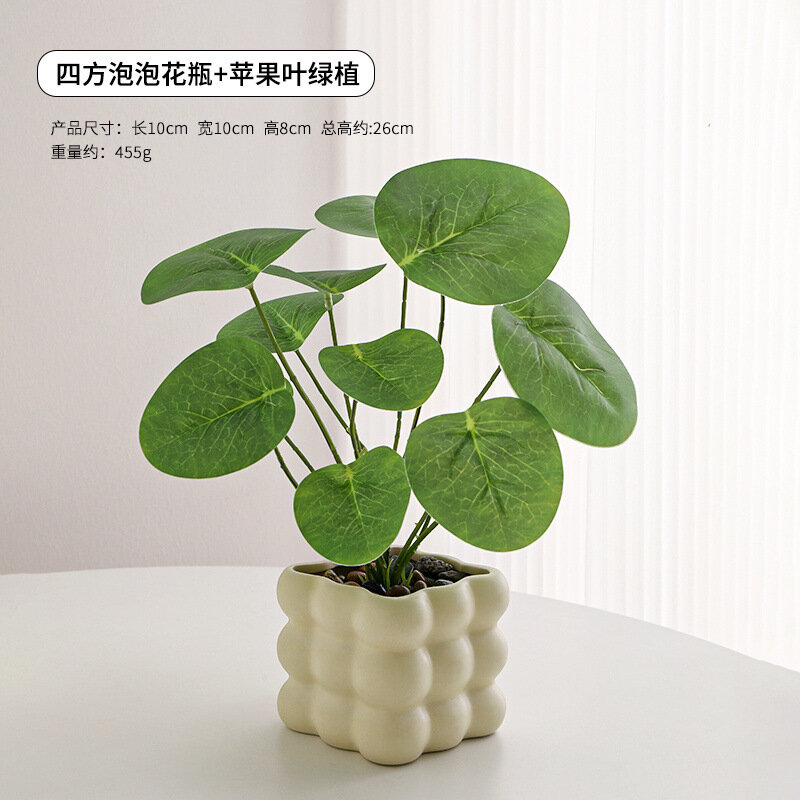 Маленькие цветочные украшения в горшке, настольное дерево удачи, зеленое растение, офисное искусственное цветочное украшение, бионическое растение для гостиной