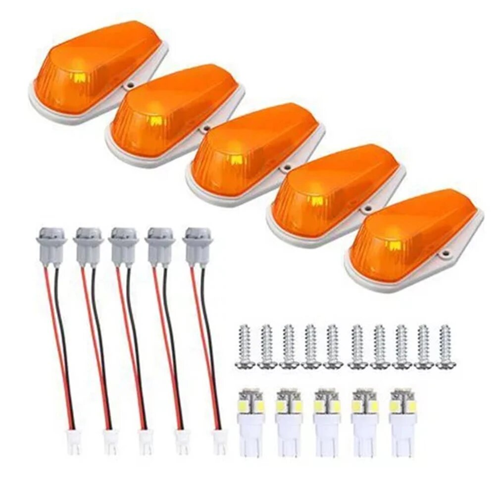 5 шт. габаритные огни на крыше кабины, янтарные верхние габаритные огни, лампа T10 для Ford F350 F150 F250 1973-1997, пикапы, внедорожники