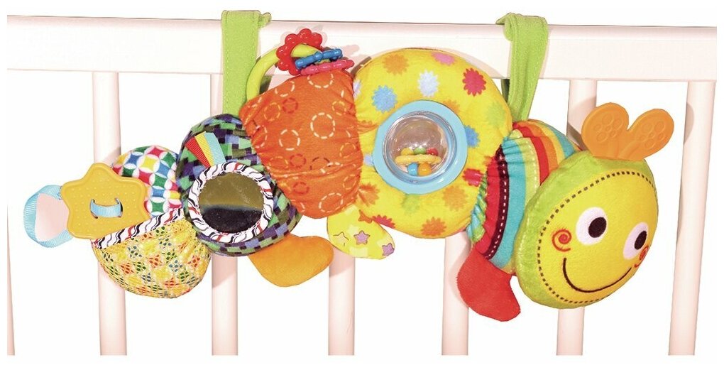 Игрушка Biba Toys "Забавная гусеница", подвеска, развивающие элементы