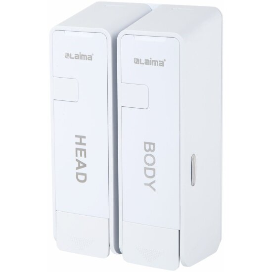 Дозатор Laima ULTRA двойной 2х0,38л для жидкого мыла/шампуня/геля, наливной, белый, MD-9029W-2