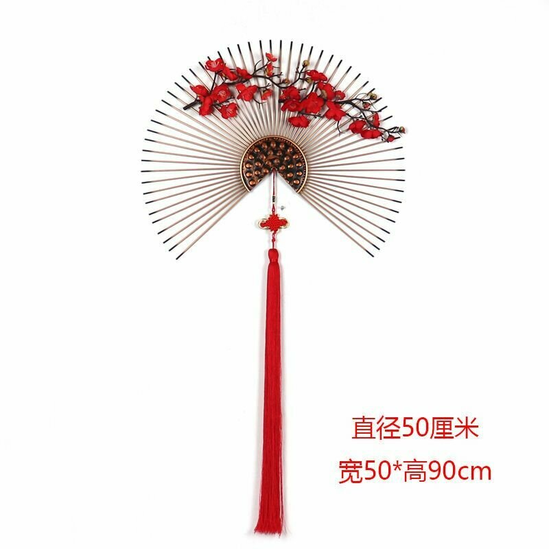 Новая китайская стильная железная художественная настенная декорация в виде веера с цветами сливы, подвесное изделие для гостиной, дивана, телевизора, входной стены, креативное подвесное украшение, легкая роскошь