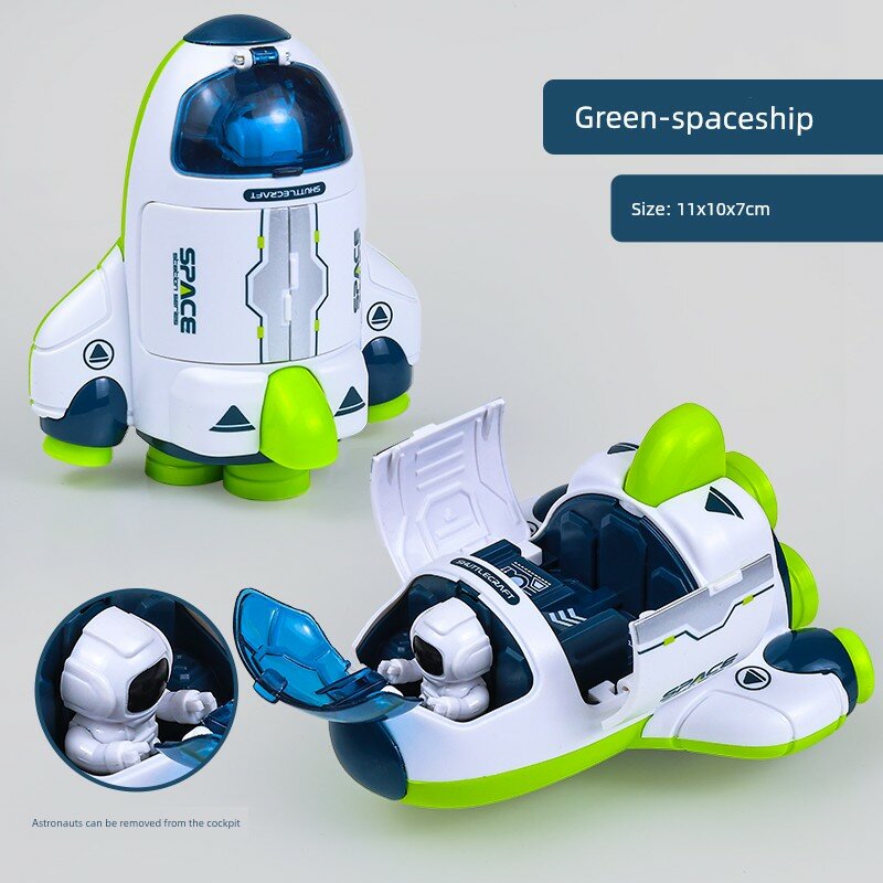 Зеленая инерционная модель космического корабля для детей 3-6 лет, образовательная игрушка с открывающимися дверями