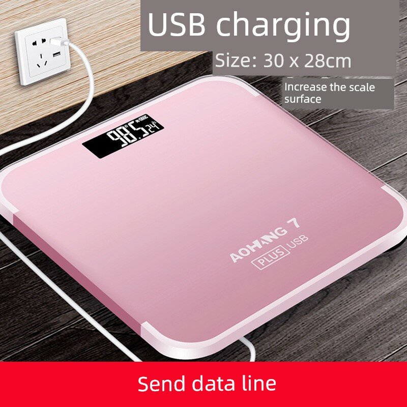 Цифровая напольная весовая шкала 30 см с USB-зарядкой - точное измерение веса для дома, розовое золото, компактный