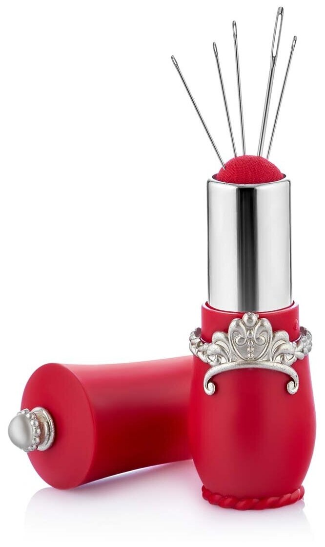 Игольница в футляре с иголками, 6,5*2,5 см, 5 иголок, красная, Hobby&Pro