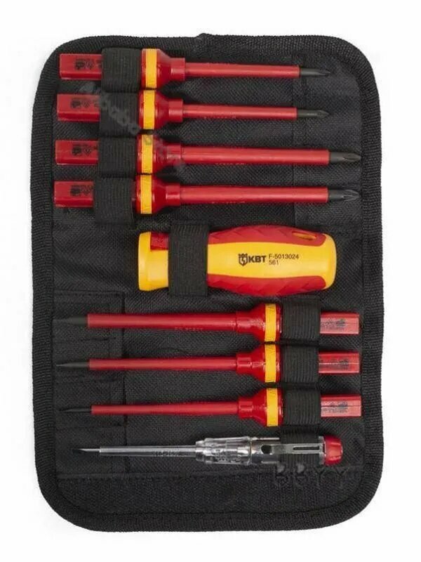 Отвертка диэлектрическая КВТ НИО-4408, с набором бит, 78616