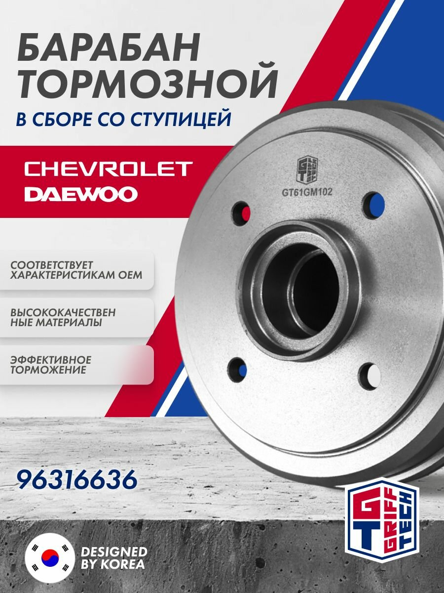 Барабан тормозной DAEWOO Matiz , CHEVROLET Spark (в сборе со ступицей) ; 96316636