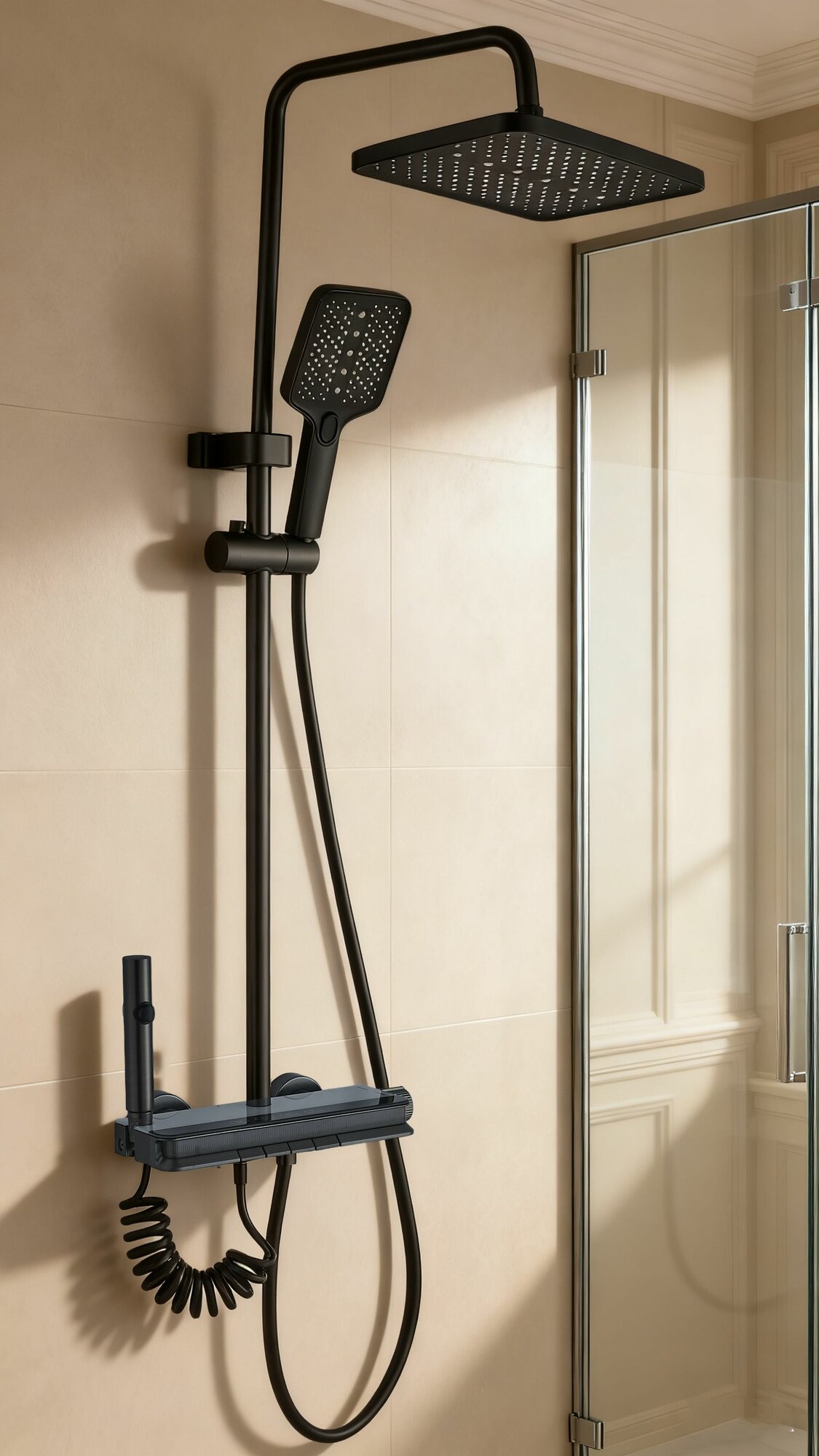 Душевая система Ceruttispa NIVES, матовая графит, с тропическим душем