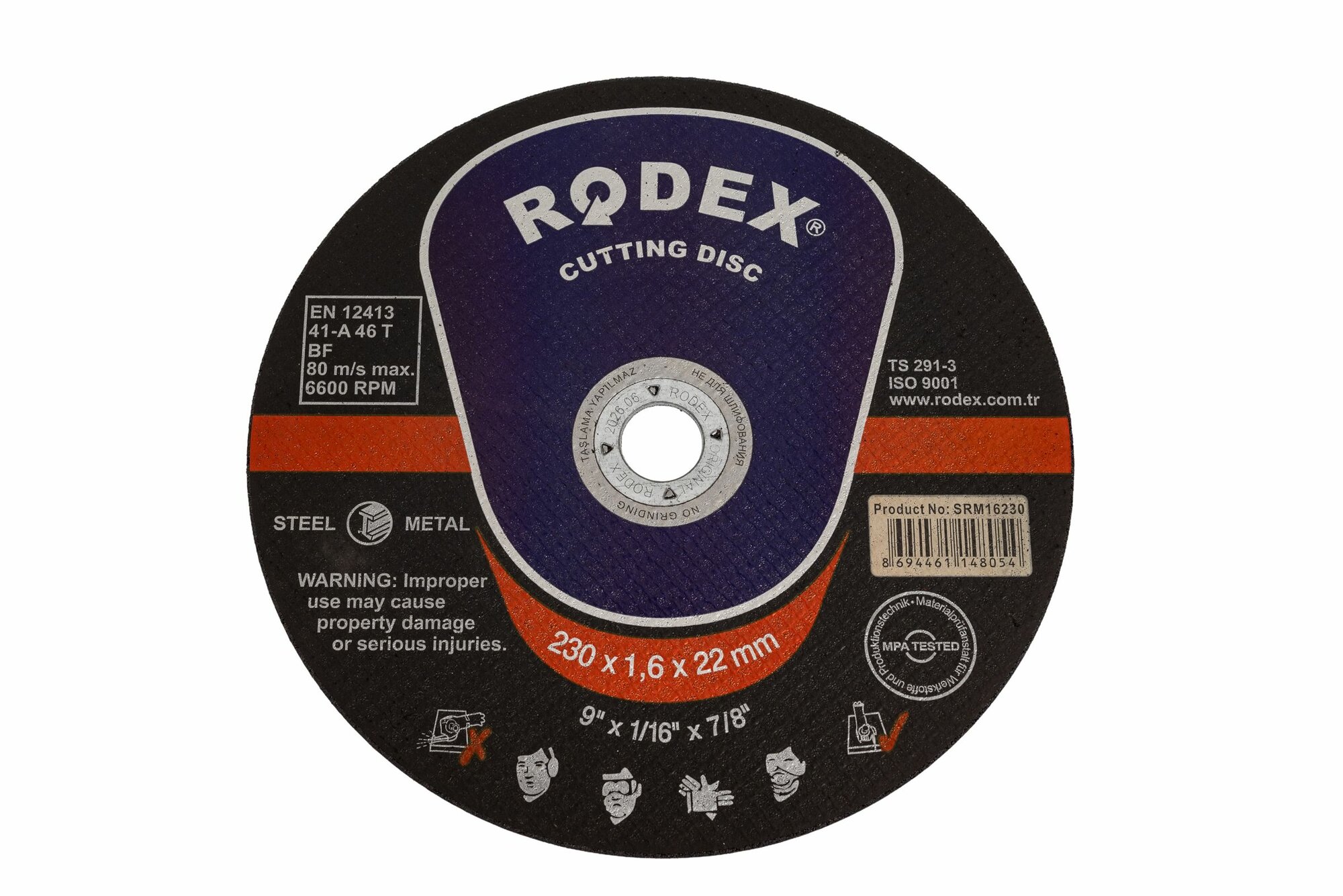 Отрезной круг по металлу RODEX 230x1.6x22 мм SRM16230