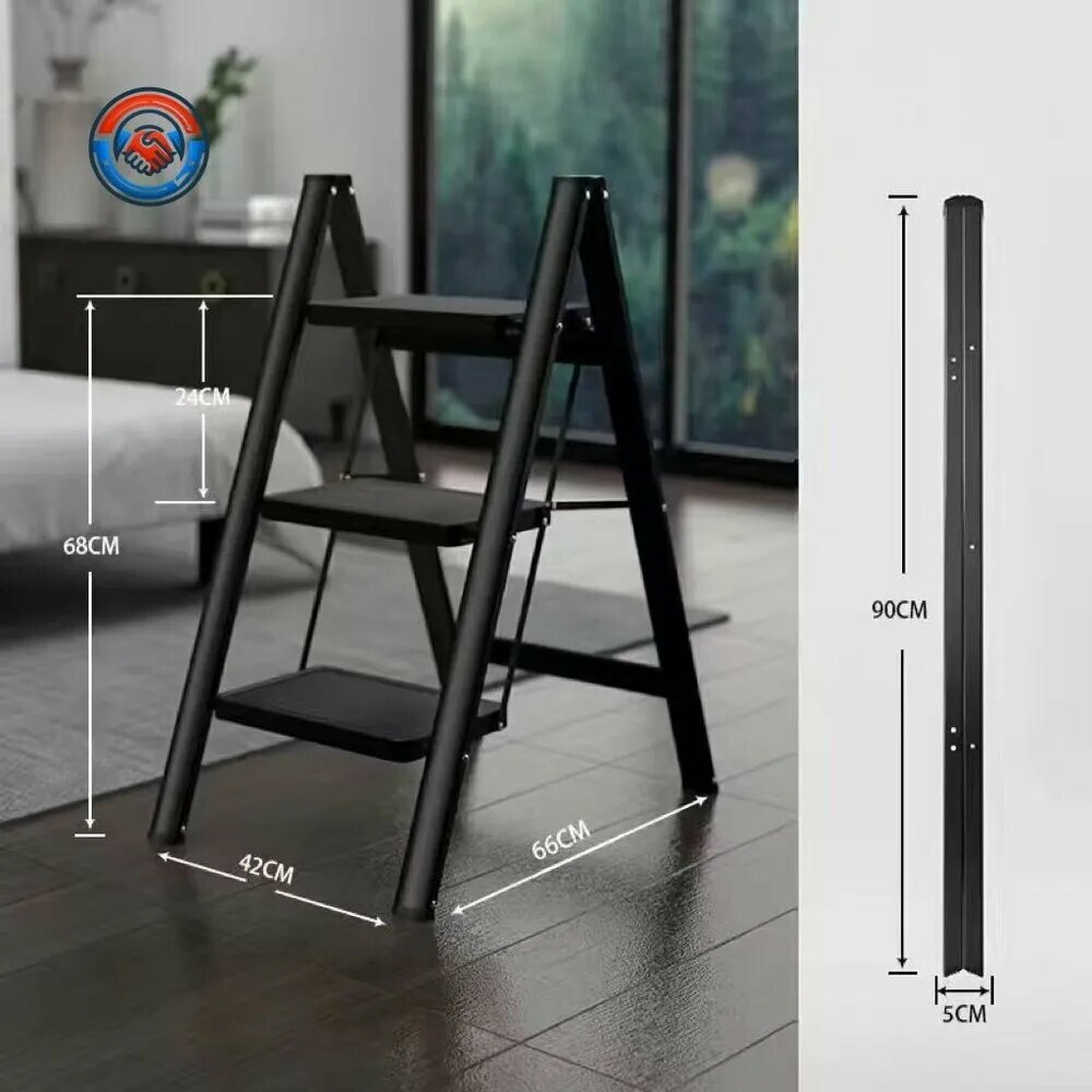 Складная стремянка Colombo Leonardo на 3 ступени, компактная алюминиевая лестница для дома и дачи, антискользящие накладки, толщина 4 см, итальянский дизайн, гарантия 5 лет