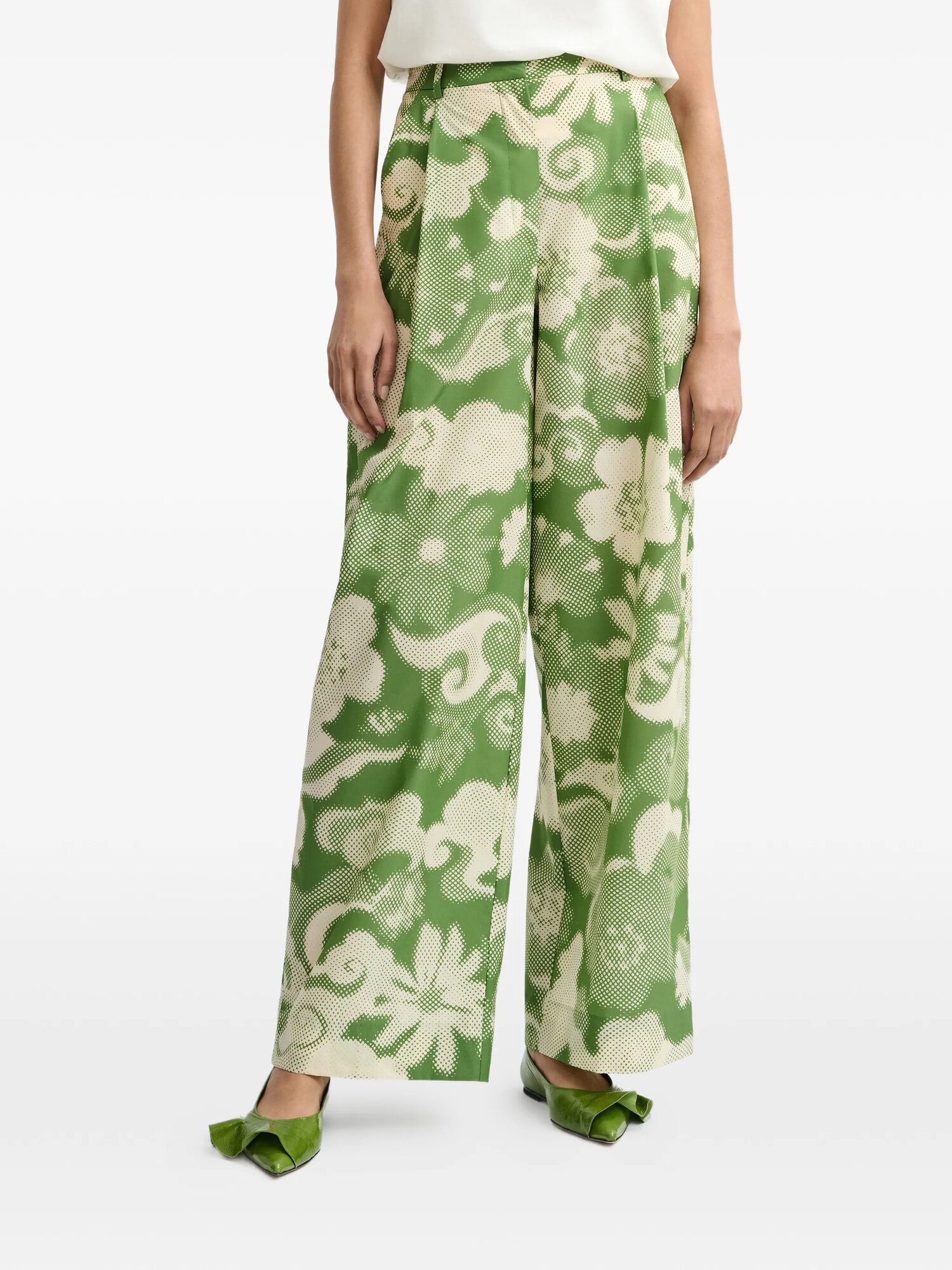 Брюки ESSENTIEL ANTWERP Pleated printed trousers, размер 38, green — фото 1