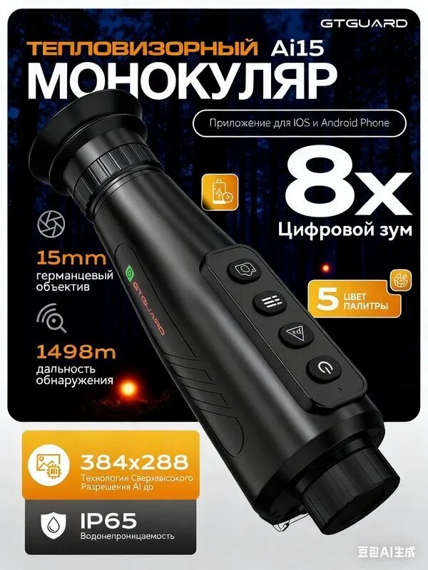 Тепловизор монокуляр для охоты с дальномером, портативный тепловизионный прицел, прибор ночного видения для обнаружения дичи, кабана, выслеживания животных