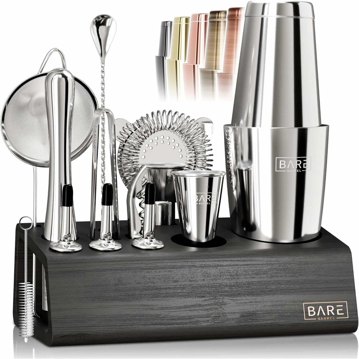 BARE BARREL Набор для приготовления коктейлей 16 предметов Cocktail Making Kit 14-Piece - Silver/Black