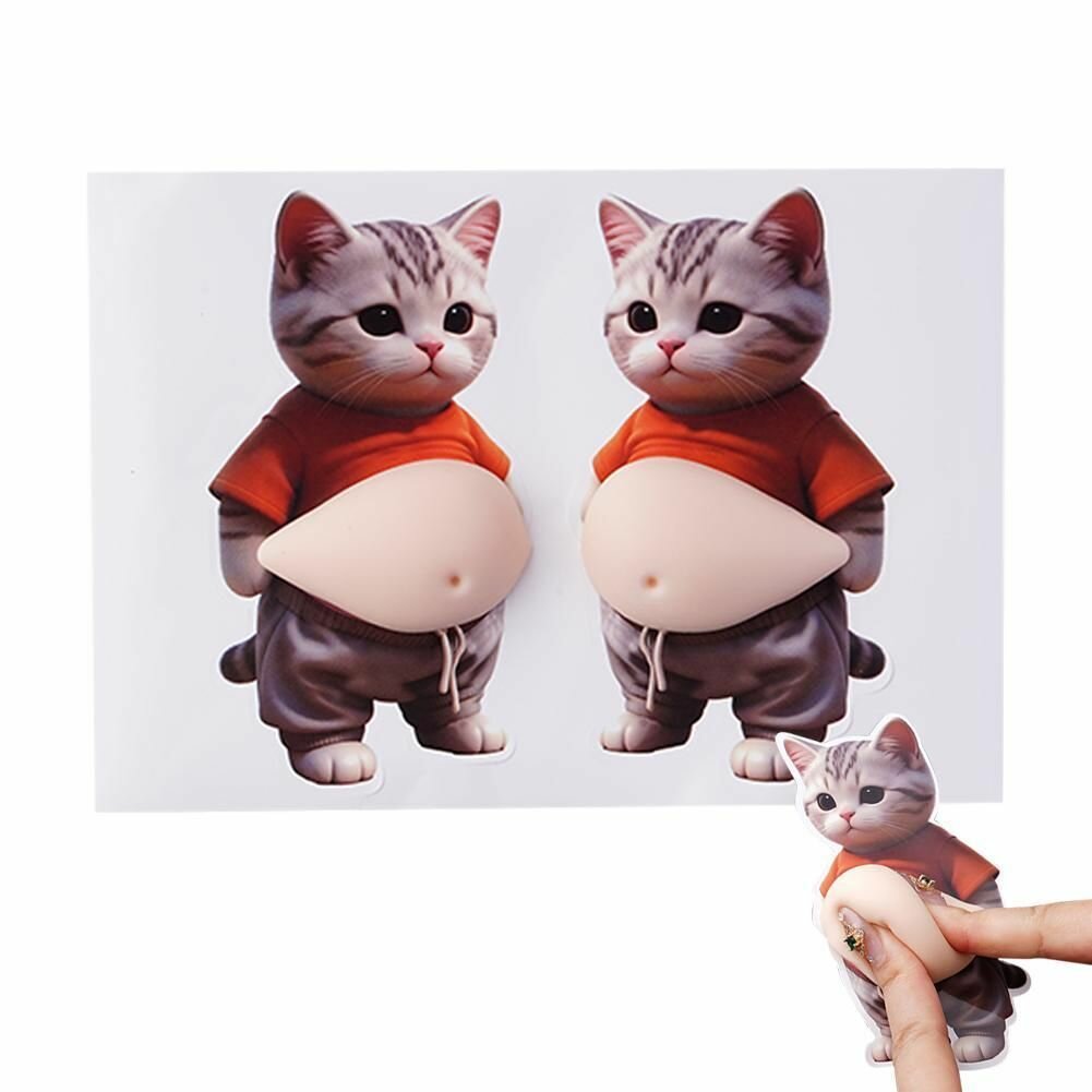 3D милая кошечка, эластичная наклейка на большой живот, противоударная игрушка, средство для снятия стресса.