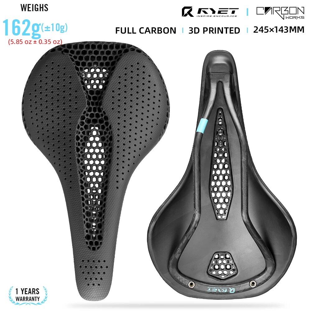 RYET полностью карбоновое велосипедное седло с 3D принтом 245 мм * 143 мм 162 г 7*9 мм карбоновое велосипедное сиденье с 3D принтом MTB гравийное дорожное седло Запчасти для велосипеда