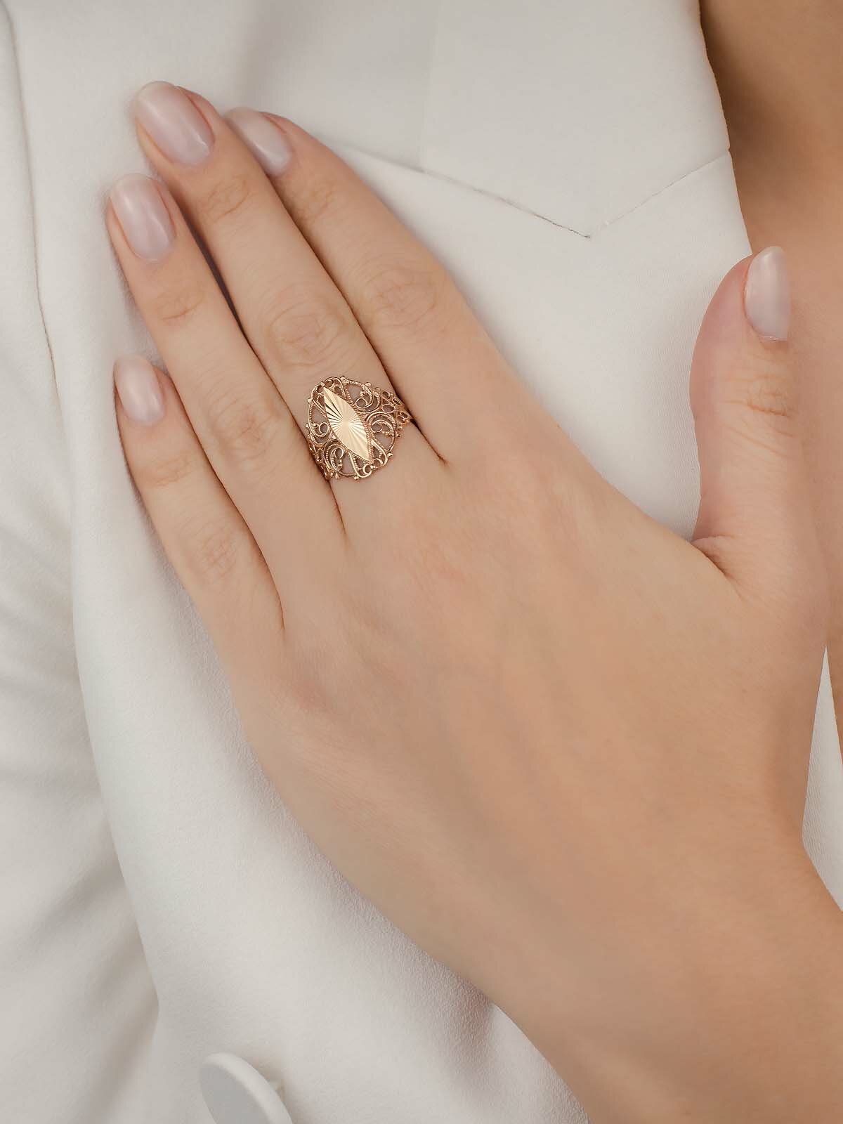 Кольцо, красное золото, 585 проба