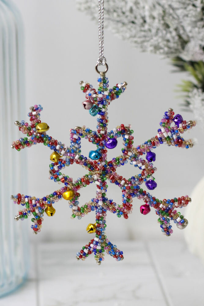 Ёлочное украшение снежинка панаш, стекло, 15 см, Koopman International A72100730