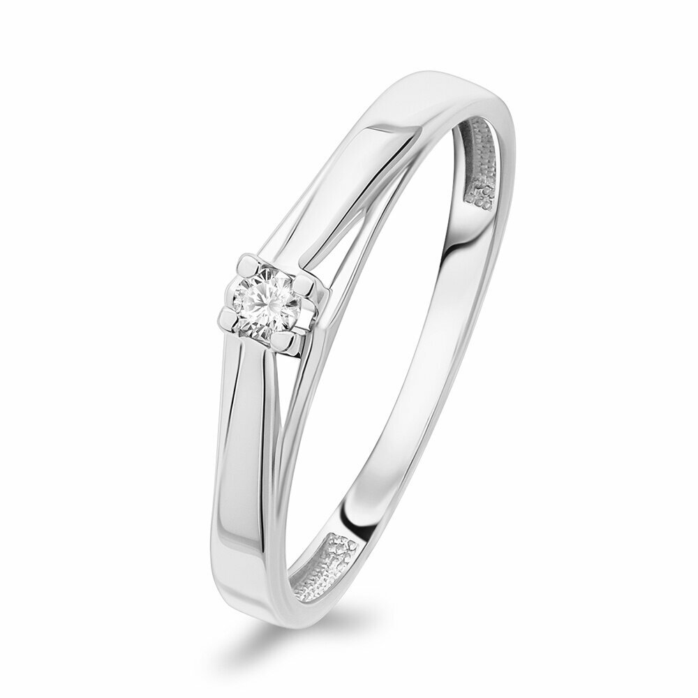 Кольцо, белое золото, 585 проба, родирование, бриллиант