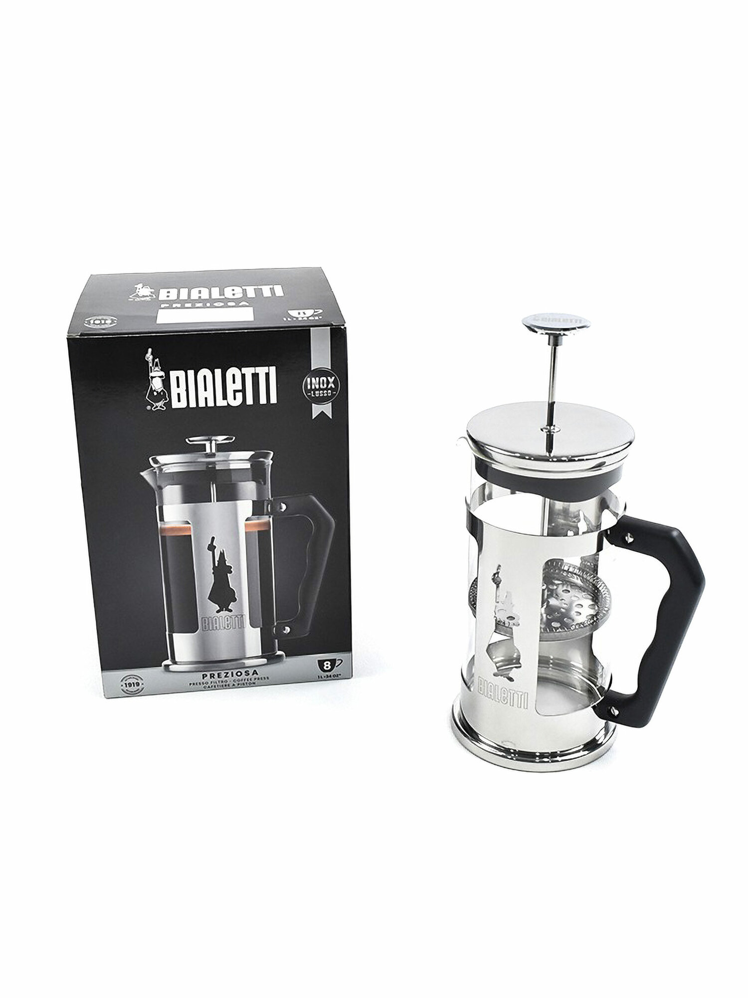 Френч-пресс кофеварка Bialetti Preziosa Coffee Press серебро, на 8 чашек, 1000 мл