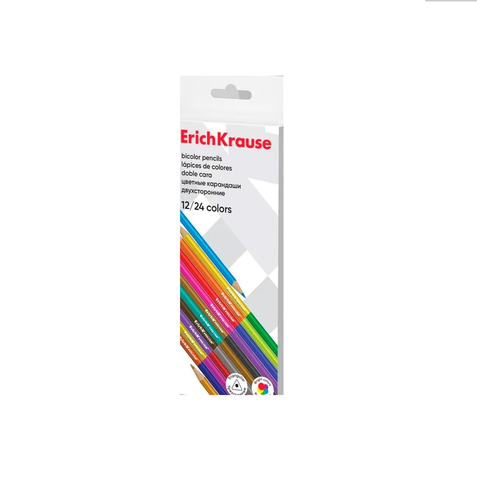 Цветные карандаши ErichKrause Basic, двусторонние, 24 цвета, дерево