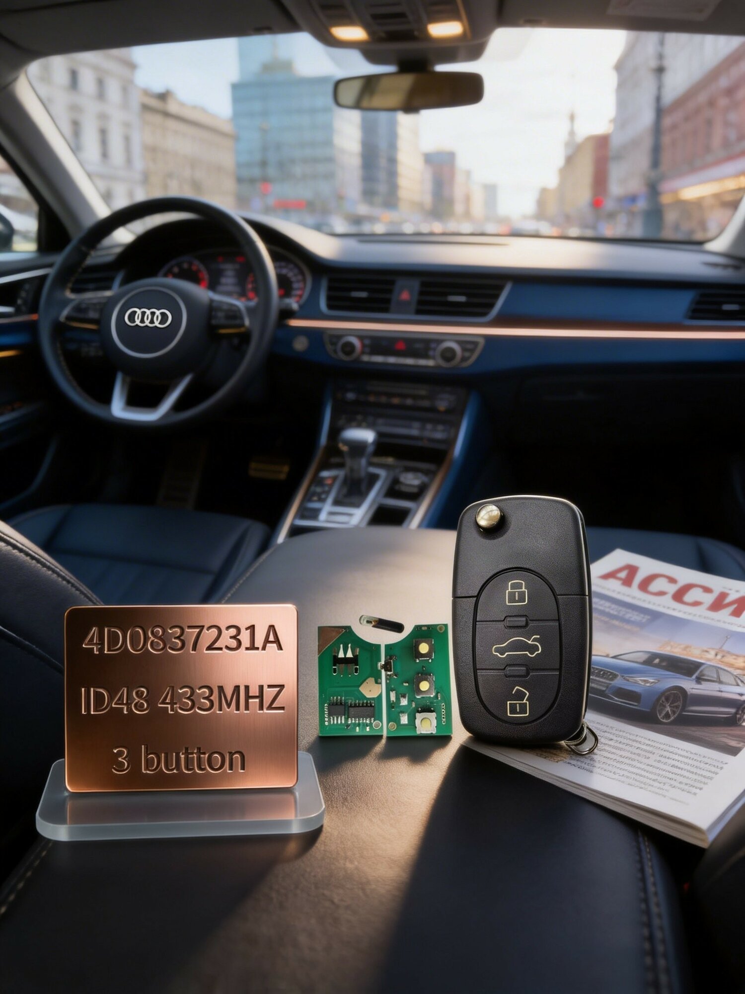Ключ зажигания Audi, 433.92 МГц с чипом ID48 и FCCID 4D0837231A, совместим с A3 S3 A4 S4 A6 S6 ALLROAD A8 S8 TT RS6
