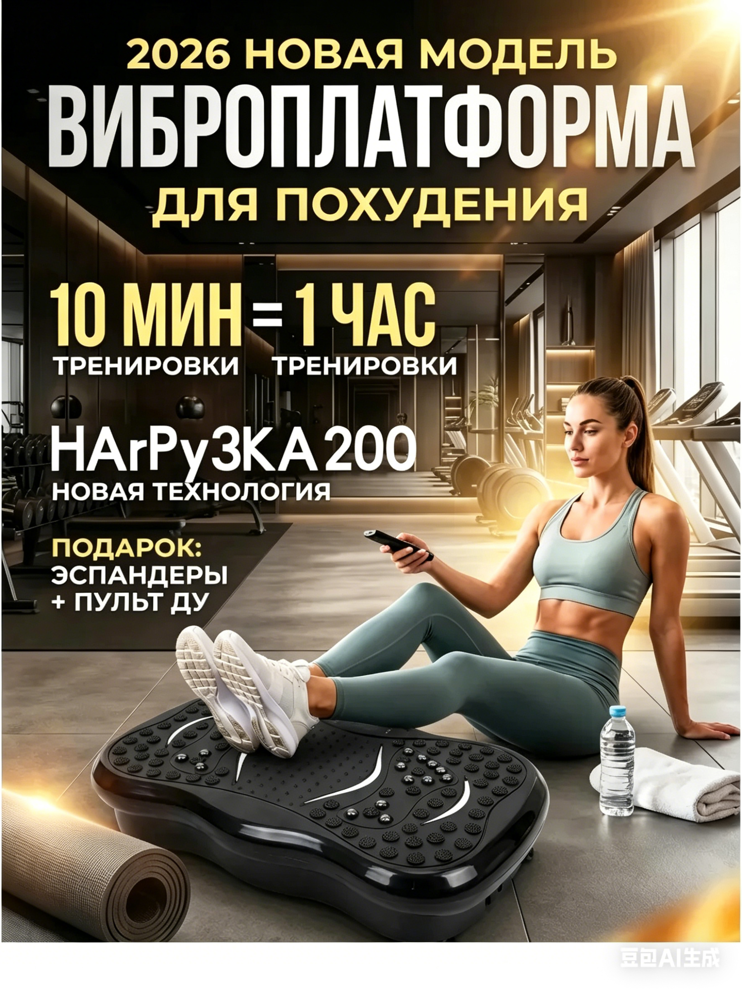 Виброплатформа для похудения, С блютуз, регулировка амплитуды, до 200кг, 49программ