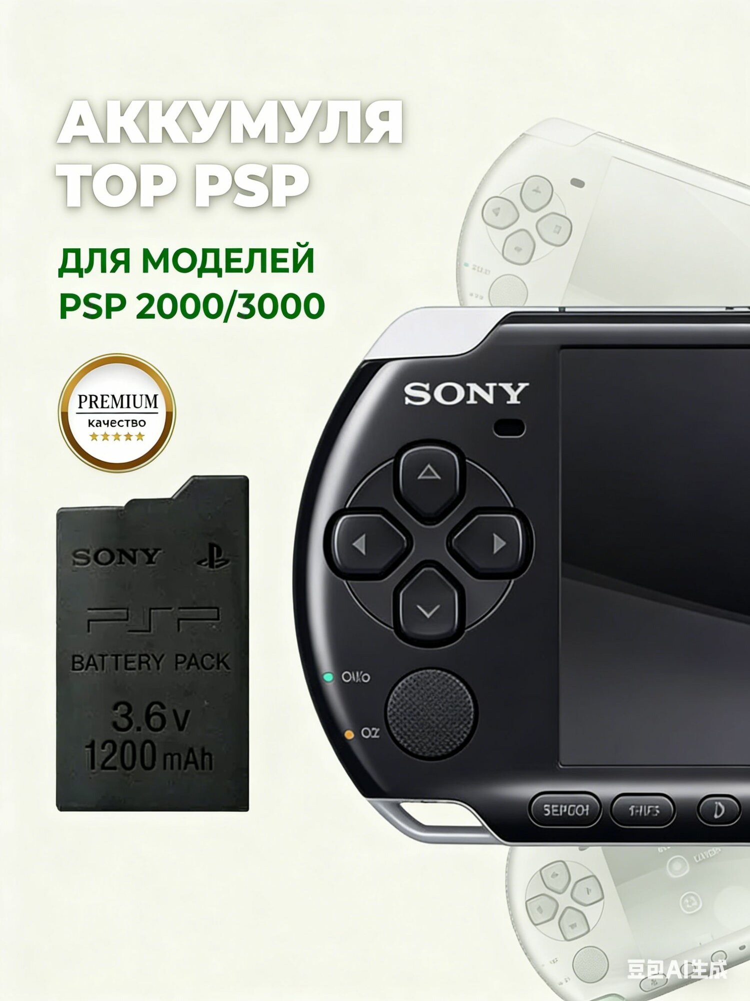 Аккумулятор psp +Кабель для зарядки "два в одном"