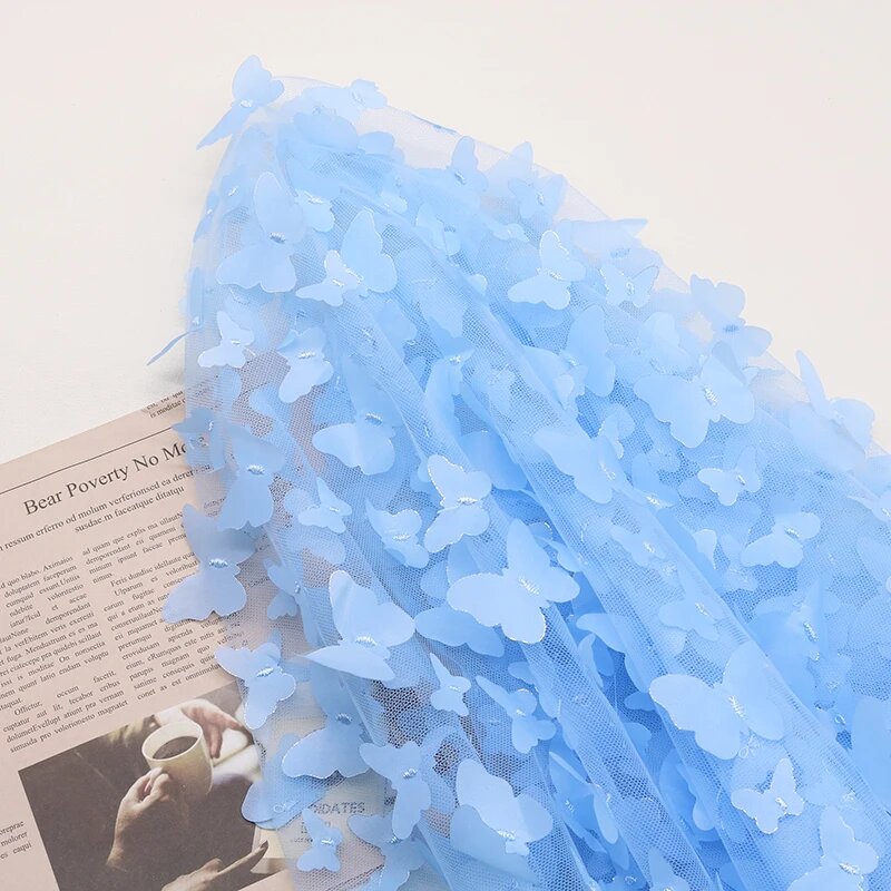 Радужная бабочка 3D наклейка тюль YHOUGEL Butterfly-Light blue