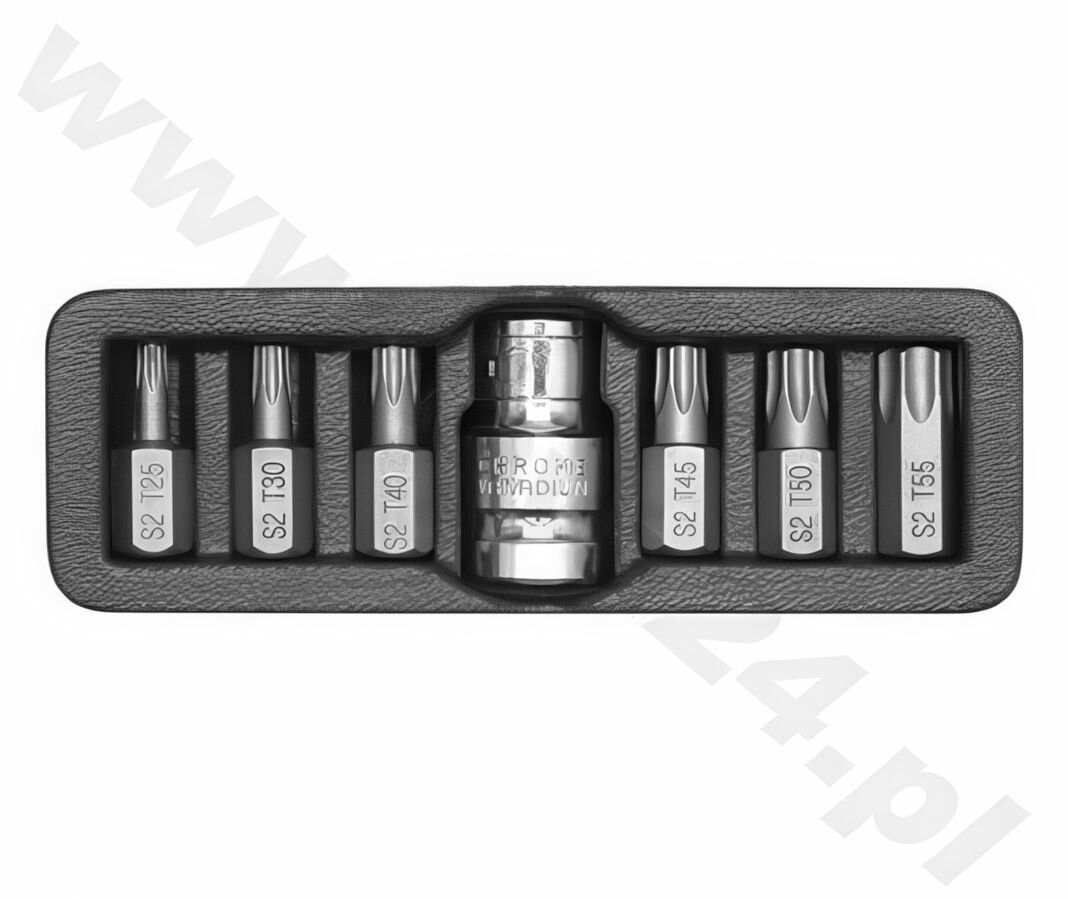Набор бит для шуруповерта с адаптером 1/2 торкс Torx: T25-T55, 7 шт арт YT0410