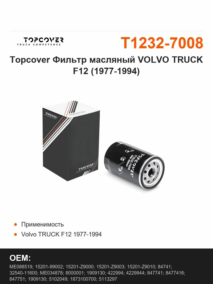 Topcover Фильтр масляный VOLVO TRUCK F12 (1977-1994)